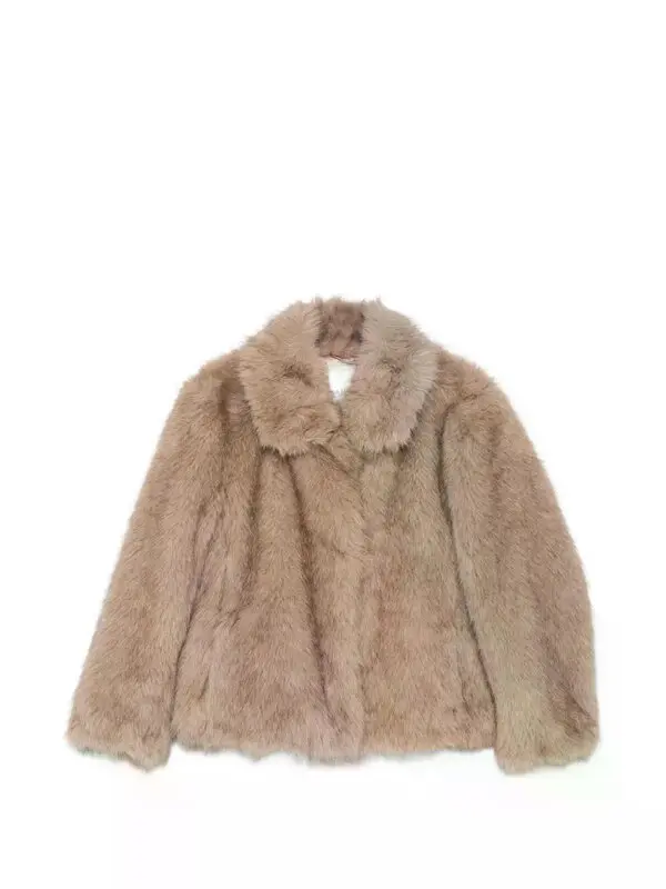 Max Mara Faux Fur Pointed Collar Coat - Brown