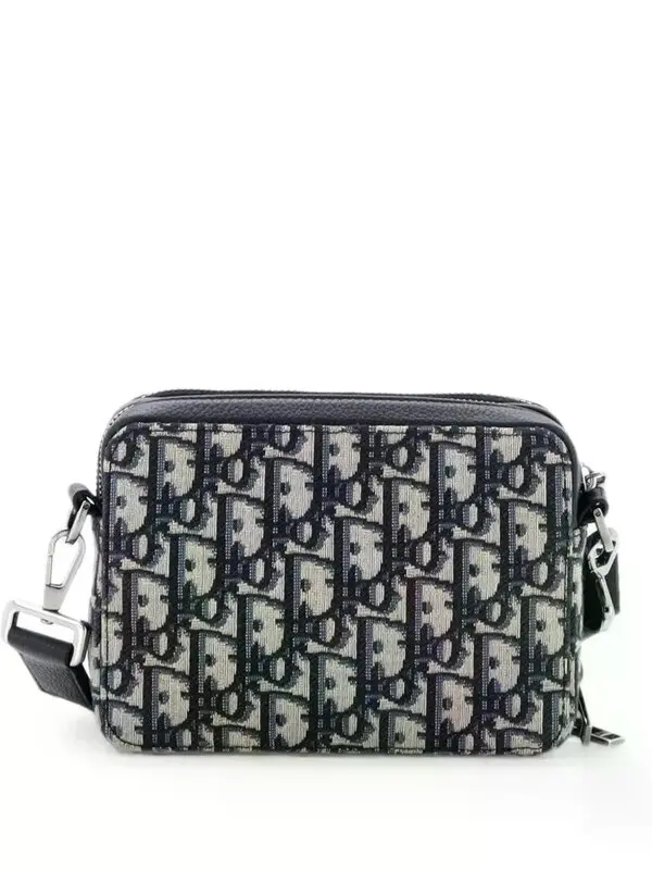 Dior Double Zip Pouch Oblique Canvas Crossbody Bag - Blue