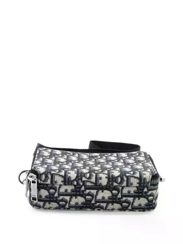 Dior Double Zip Pouch Oblique Canvas Crossbody Bag