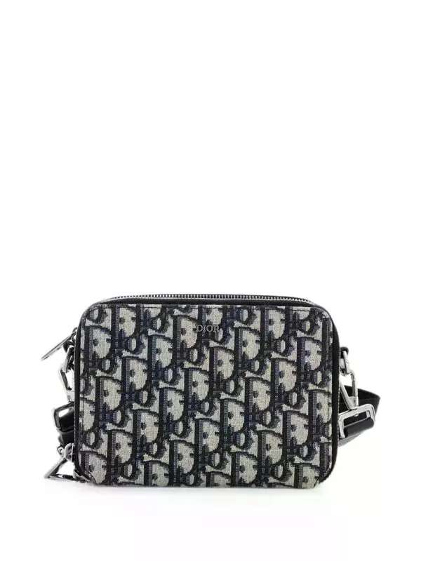 Dior Double Zip Pouch Oblique Canvas Crossbody Bag