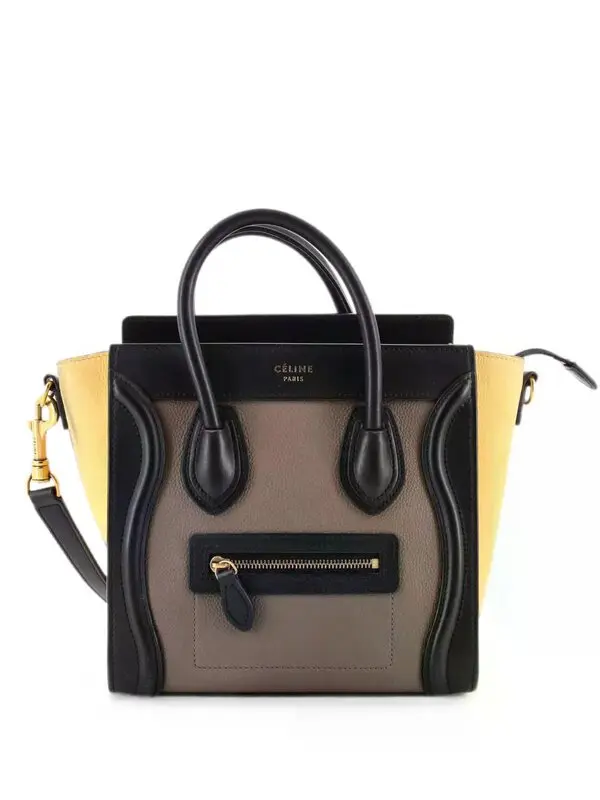 Celine Tricolor Luggage Bag Leather Nano Crossbody Bag - Black