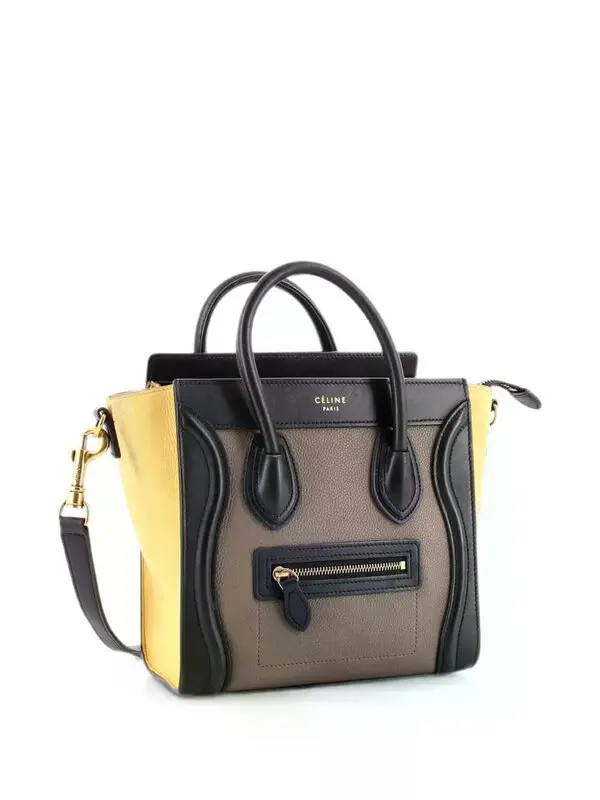 Celine Tricolor Leather Nano Luggage Crossbody Bag - Black