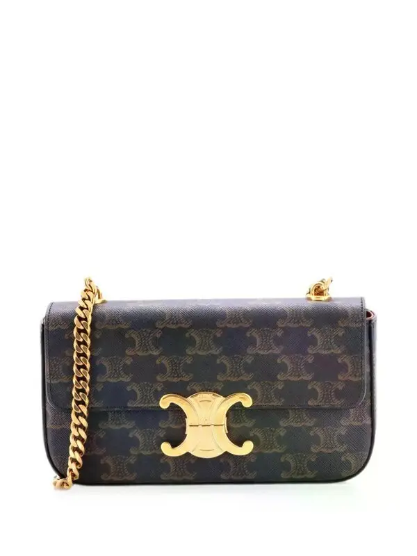 Celine Triomphe Chain Triomphe Coated Canvas Small Shoulder Bag