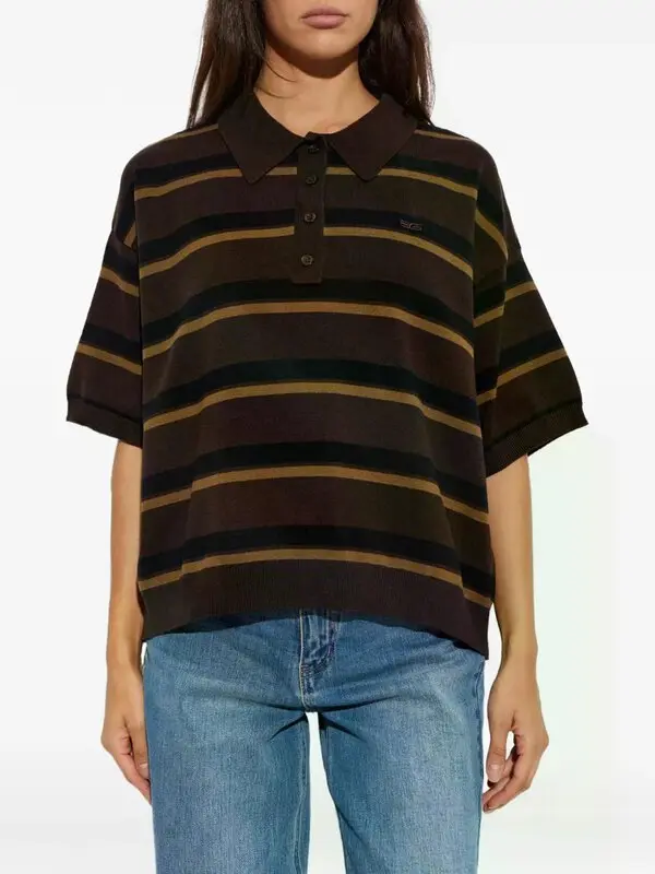 GESTUZ Striped Short-sleeve Polo Shirt