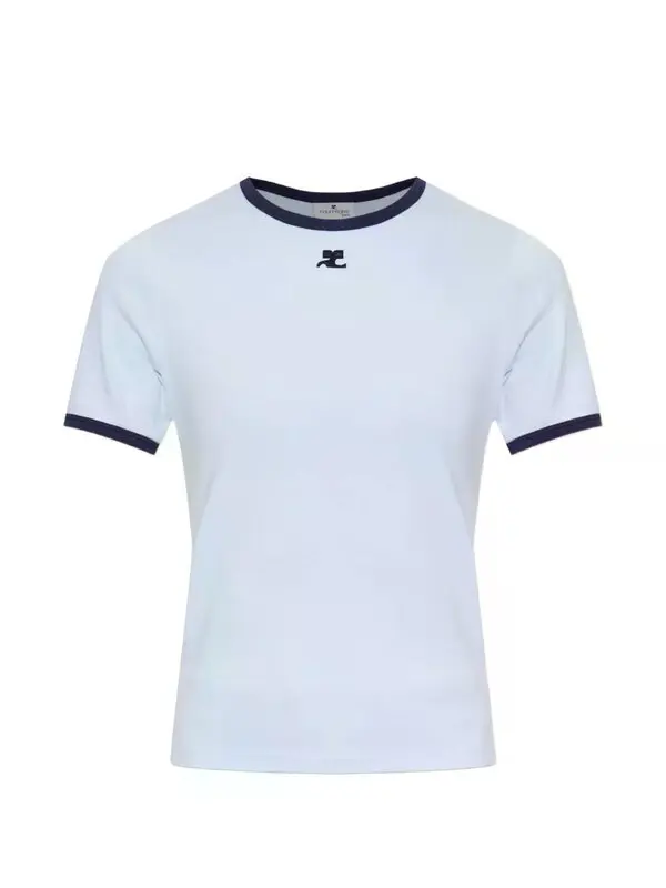 COURREGES Logo-patch Ringer T-shirt - Blue