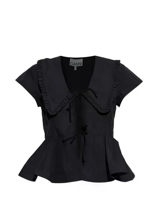 GANNI Ruffled-collar Peplum Top