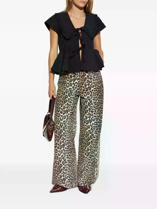 GANNI Ruffled-collar Peplum Top