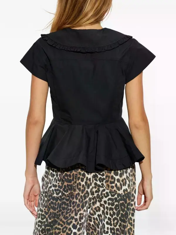 GANNI Ruffled-collar Peplum Top