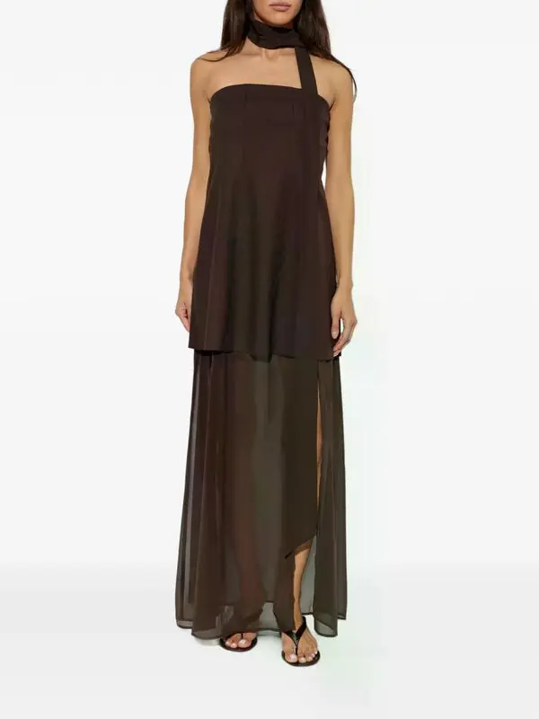 GESTUZ Sheer-panel Strapless Maxi Dress