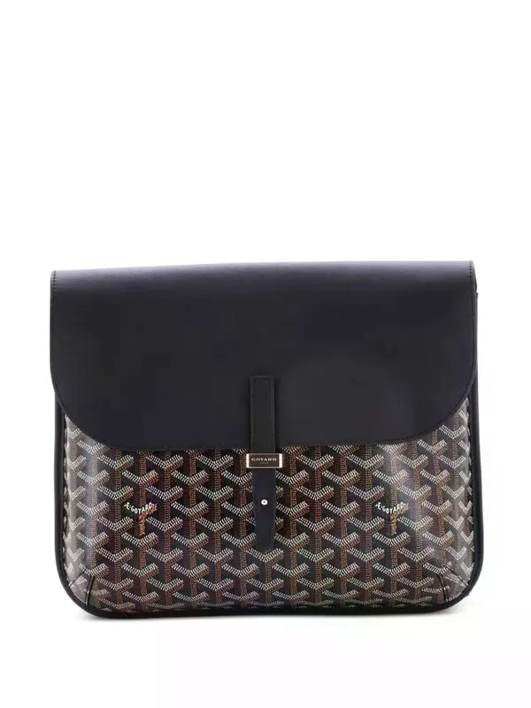 Goyard Coursier Messenger Bag In Coated Canvas And Leather - Black