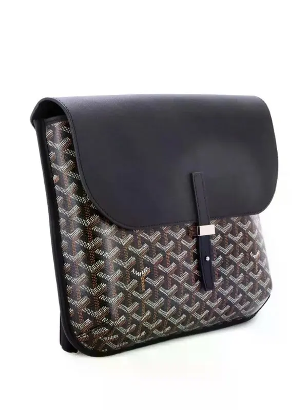 Goyard Coursier Messenger Bag In Coated Canvas And Leather - Black