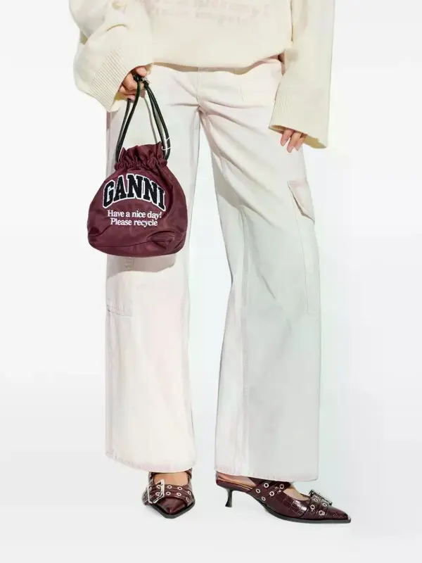GANNI Logo-patch Drawstring Bucket Bag