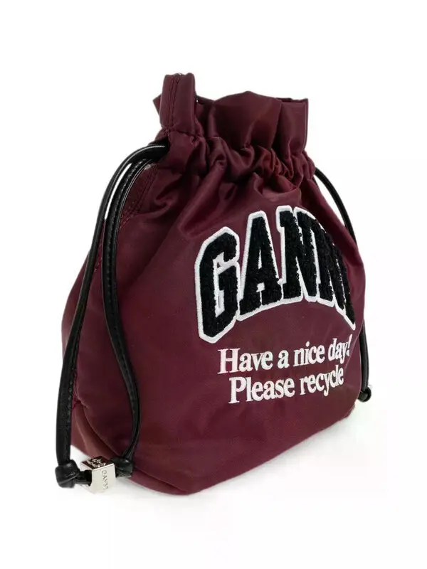 GANNI Logo-patch Drawstring Bucket Bag