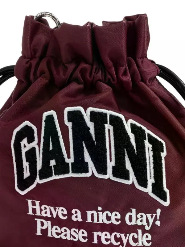 GANNI Logo-patch Drawstring Bucket Bag