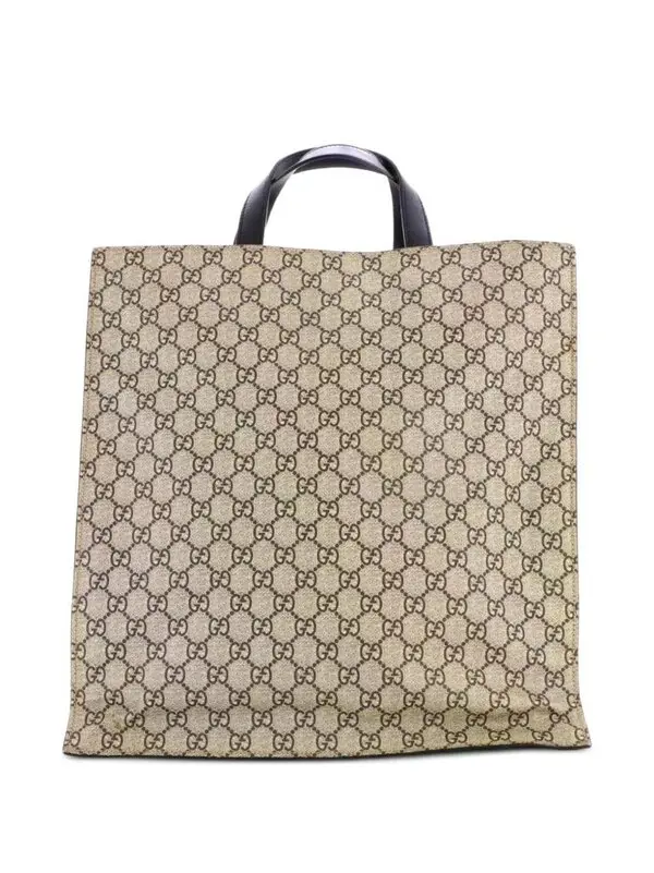 Gucci Convertible Soft Open Printed Gg Coated Canvas Tall Tote Bag - Brown