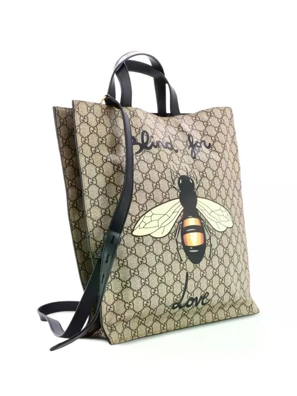 Gucci Convertible Soft Open Printed Gg Coated Canvas Tall Tote Bag - Brown
