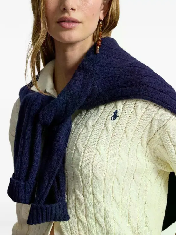 Polo Ralph Lauren Cotton Cable-knit Cardigan With Embroidered Pony