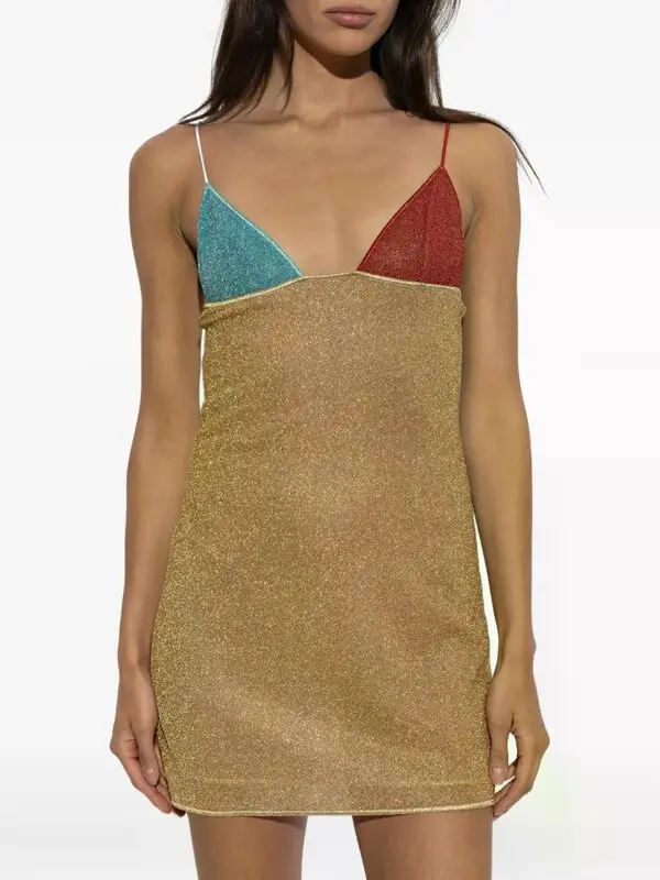 Oseree Lurex-thread Spaghetti-strap Mini Dress