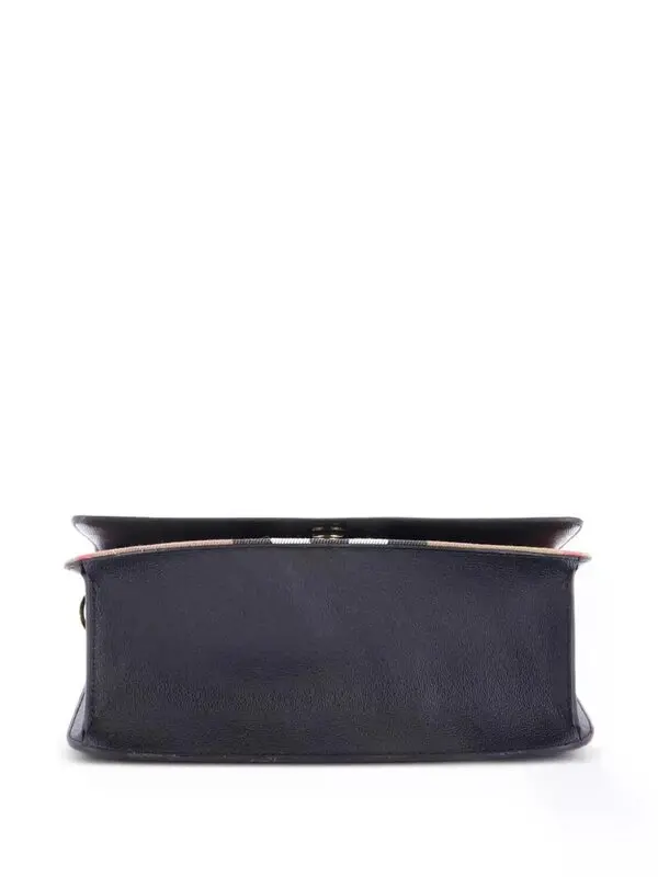 Burberry Mackford Leather And House Check Canvas Small Shoulder Bag