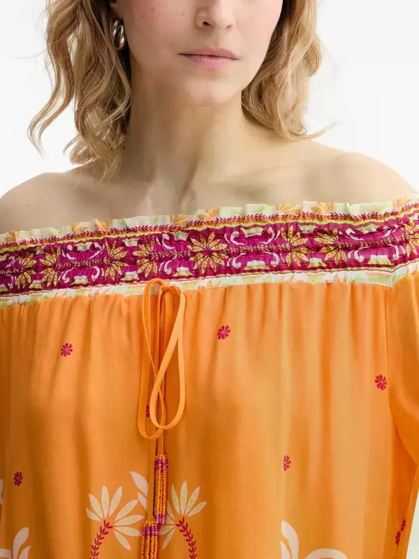 TWINSET Floral-print Off-shoulder Blouse
