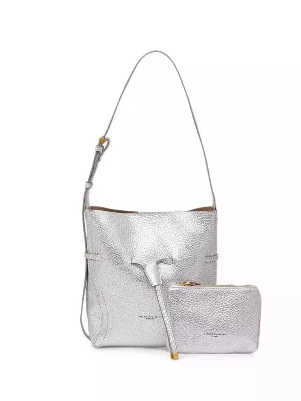 GIANNI CHIARINI Sienna Metallic-effect Pebbled Shoulder Bag