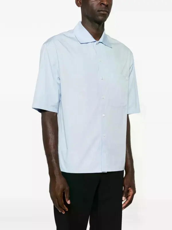 JIL SANDER Boxy-fit Short-sleeved Lightweight Cotton Poplin Shirt With Single Chest Pocket And Embroidered Jil Logo