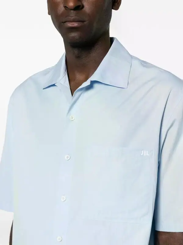JIL SANDER Boxy-fit Short-sleeved Lightweight Cotton Poplin Shirt With Single Chest Pocket And Embroidered Jil Logo