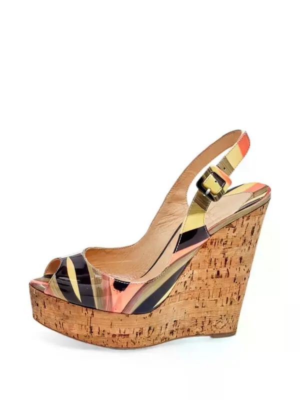 CHRISTIAN LOUBOUTIN Une Plume Slingback Wedge Pumps