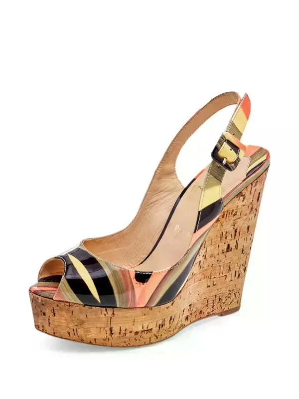 CHRISTIAN LOUBOUTIN Une Plume Slingback Wedge Pumps