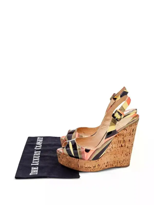 CHRISTIAN LOUBOUTIN Une Plume Slingback Wedge Pumps