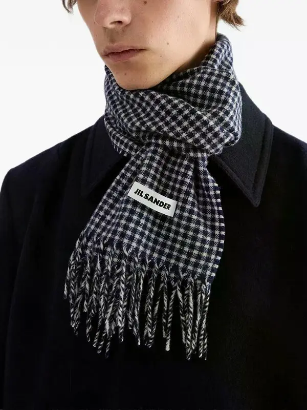 JIL SANDER Micro-checkered Handknit Scarf