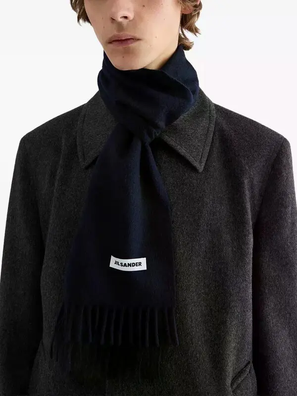 JIL SANDER Slim Wool Scarf - Blue