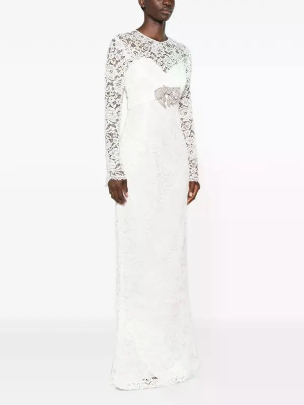 SILK LOVE & LACE Lace Gown With Embellished Bow Detail