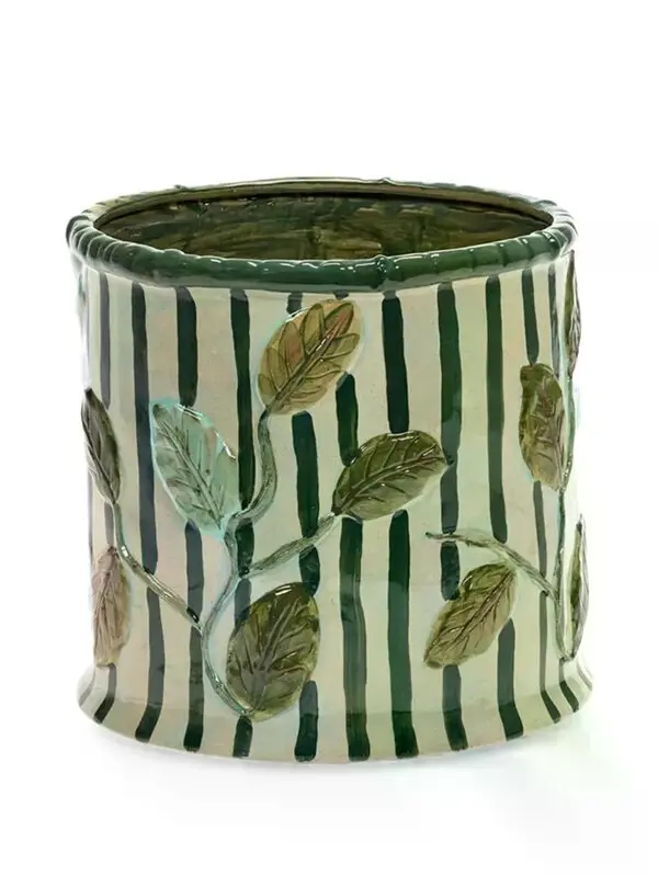 SERAX 11 Leaf-appliqué Striped Flower Pot
