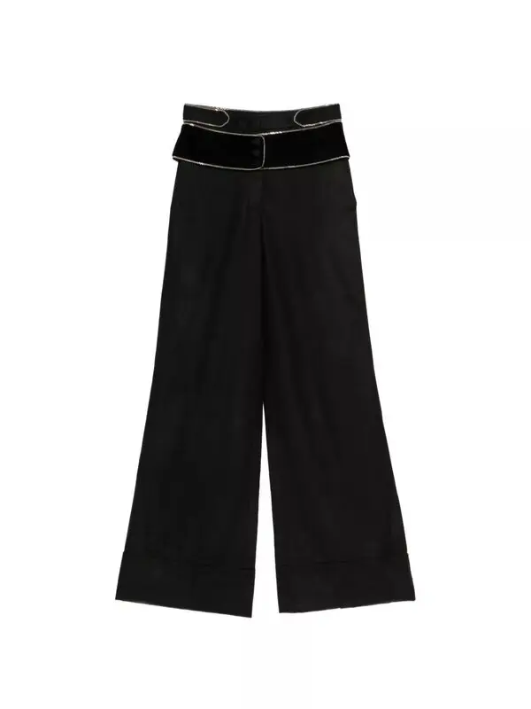 Roberto Cavalli Chain-trim Velvet Trousers - Black