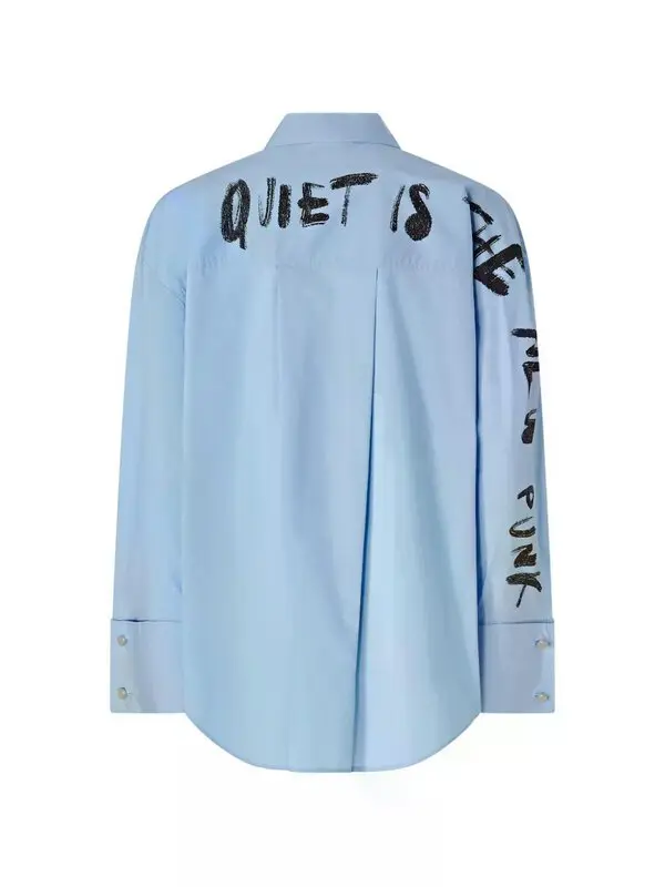 Pinko Quiet Is The New Punk Cotton Shirt - Blue