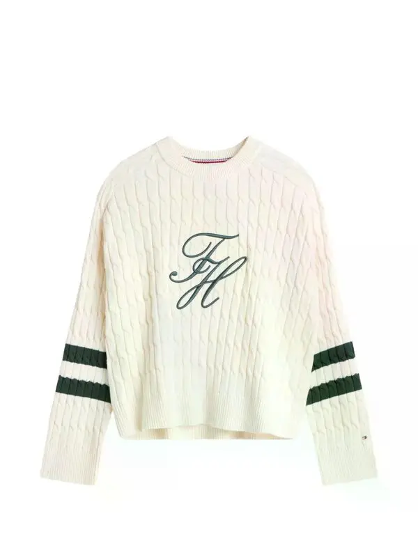 Tommy Hilfiger Cable-knit Logo-embroidered Sweater