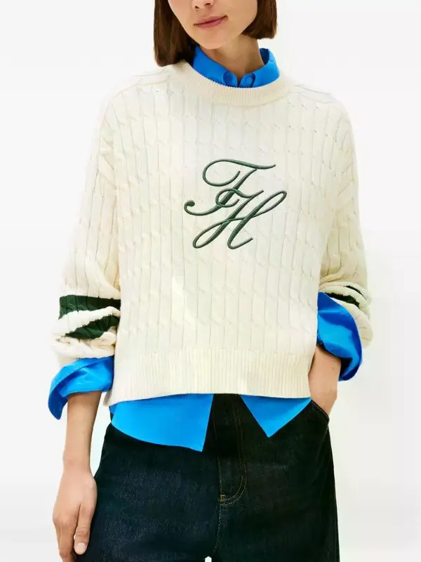 Tommy Hilfiger Cable-knit Logo-embroidered Sweater