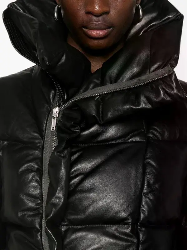 Rick Owens Naska Leather Puffer Jacket - Black