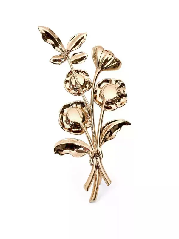 Carolina Herrera Floral-motif Crystal-embellished Brooch