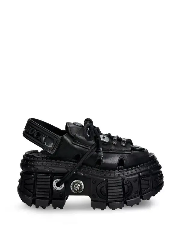 NEW ROCK Lace-up Platform Sandals With Slingback Strap