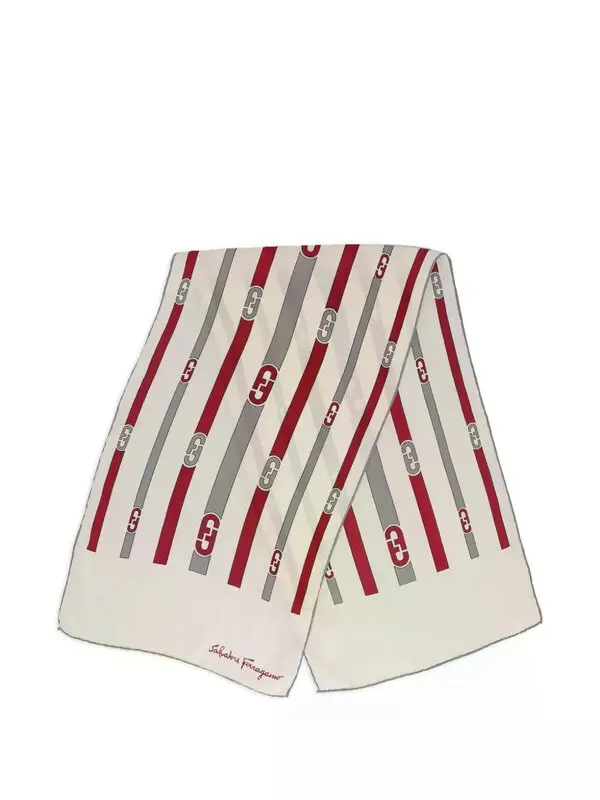 FERRAGAMO Gancini Vertical-stripe Scarf - Neutrals