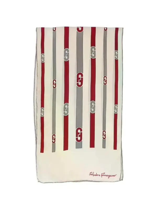 FERRAGAMO Gancini Vertical-stripe Scarf - Neutrals
