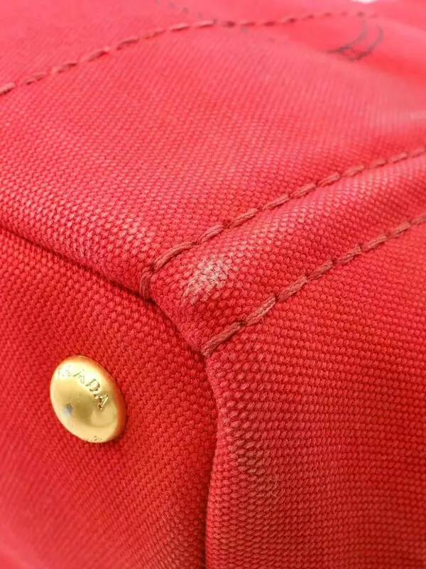 Prada Canapa Two-way Handbag - Red
