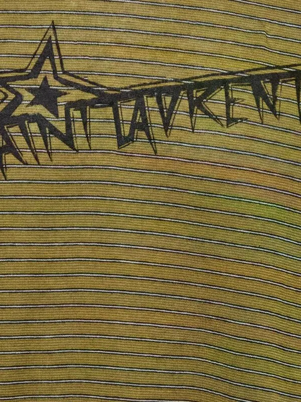 Saint Laurent 2019 Striped Star-logo T-shirt