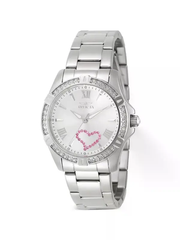 INVICTA Angel 38mm Watch With Crystal-embellished Bezel And Heart Motif - Silver