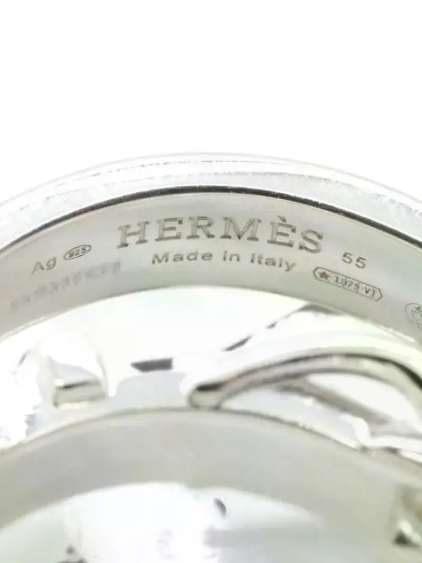 Hermès Sterling Buckle Detail Twisted Ring