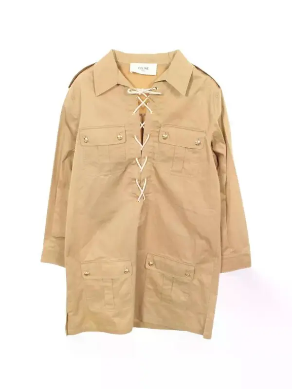 Celine 2010s Lace-up Safari Mini Dress - Neutrals