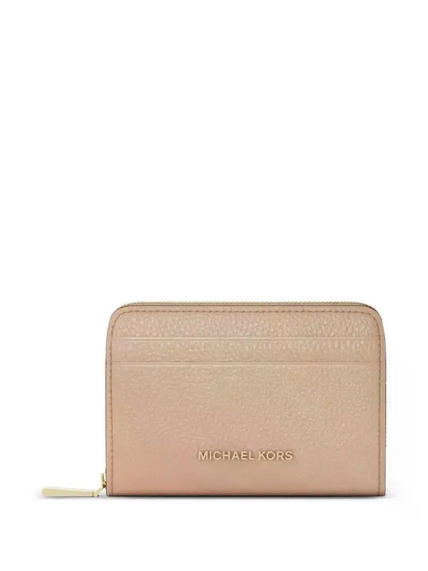 Michael Kors Small Jet Set Pebbled-leather Card Holder - Neutrals