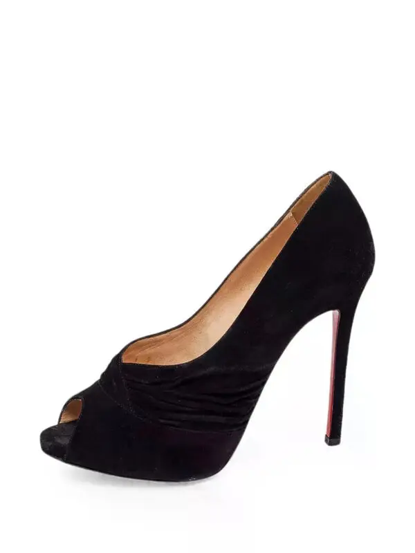 CHRISTIAN LOUBOUTIN Suede Peep-toe Pumps - Black
